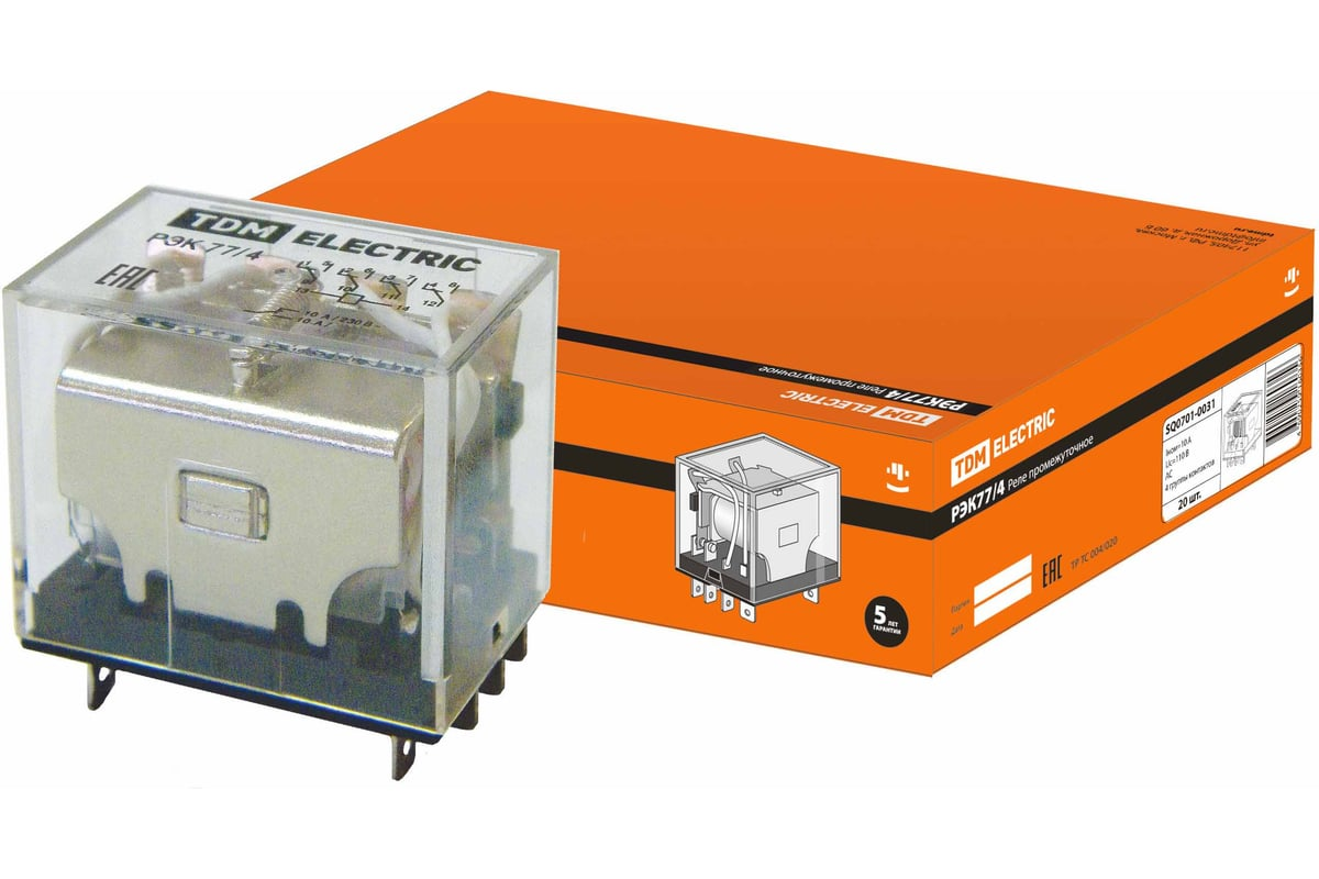 Реле промежуточные РЭК77/4 10А 110В AC TDM {SQ0701-0031} (1 шт)