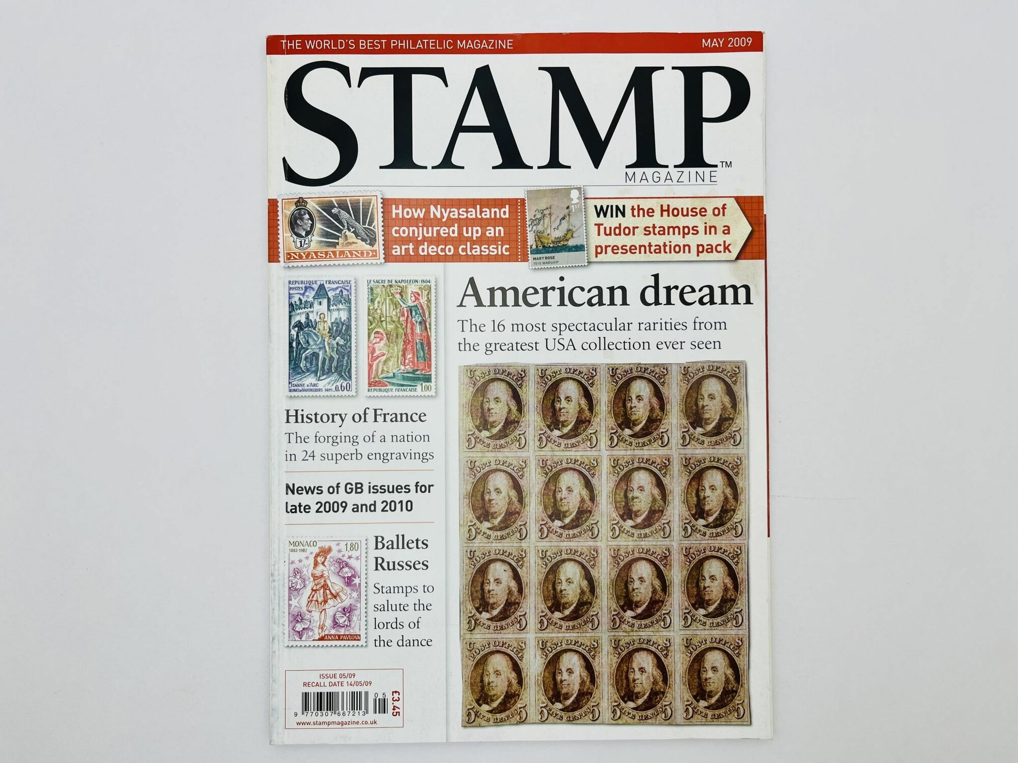 Stamp Magazine Филателия . May 2009. Vol. 75. No. 5. В номере: Редчайшие марки США; Русские балеты на почтовых марках