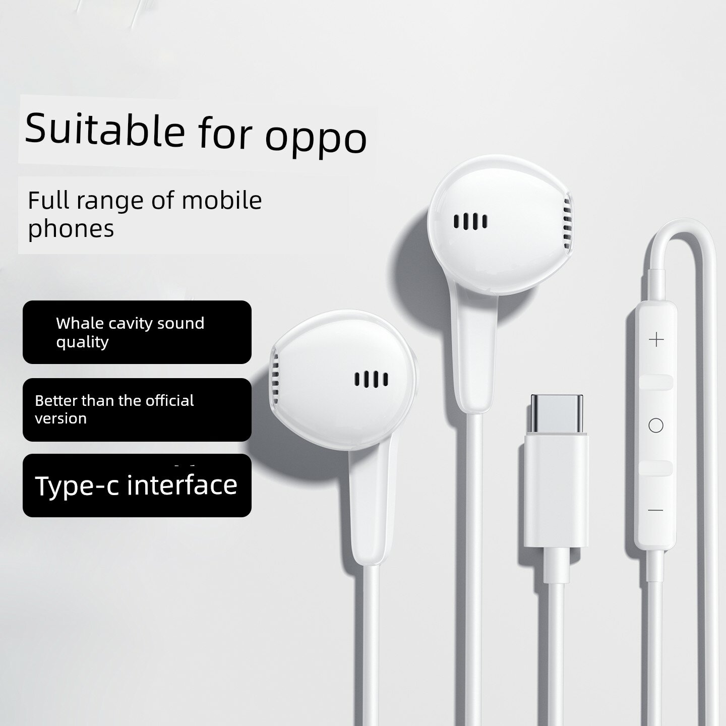Прочные наушники с Type-C для всех смартфонов OPPO, универсальная совместимость с четким звучанием