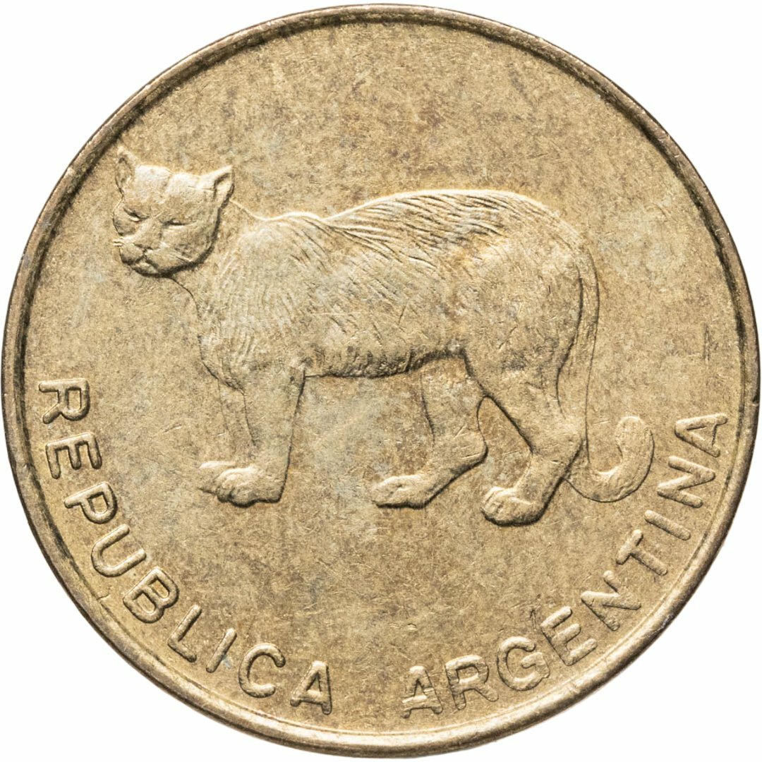 Аргентина 5 сентаво centavos 1985, Латунь, в сохранности XF