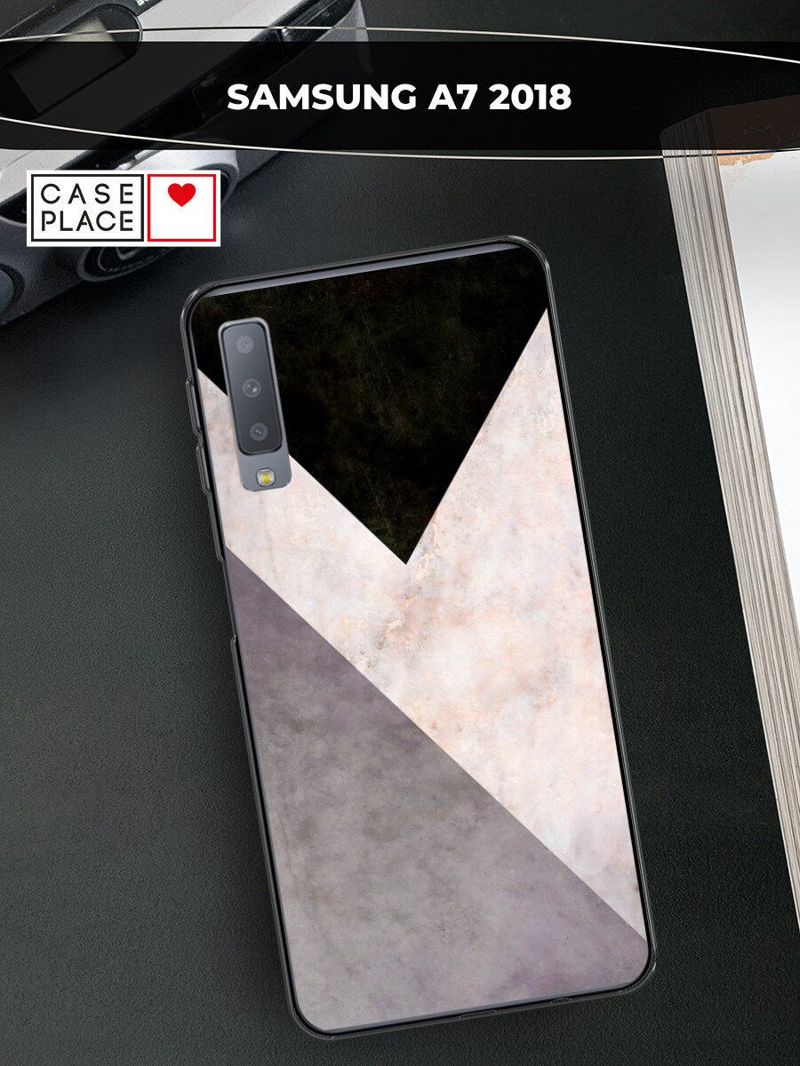 Чехол на Samsung Galaxy A7 2018 / Самсунг Галакси А7 2018 с принтом Геометричный мрамор