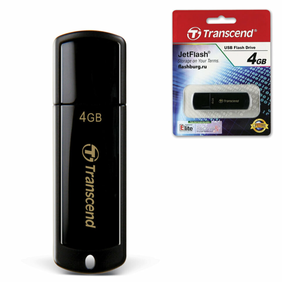 Флеш-диск 4 GB, TRANSCEND Jet Flash 350, USB 2.0, черный, TS4GJF350, 510966