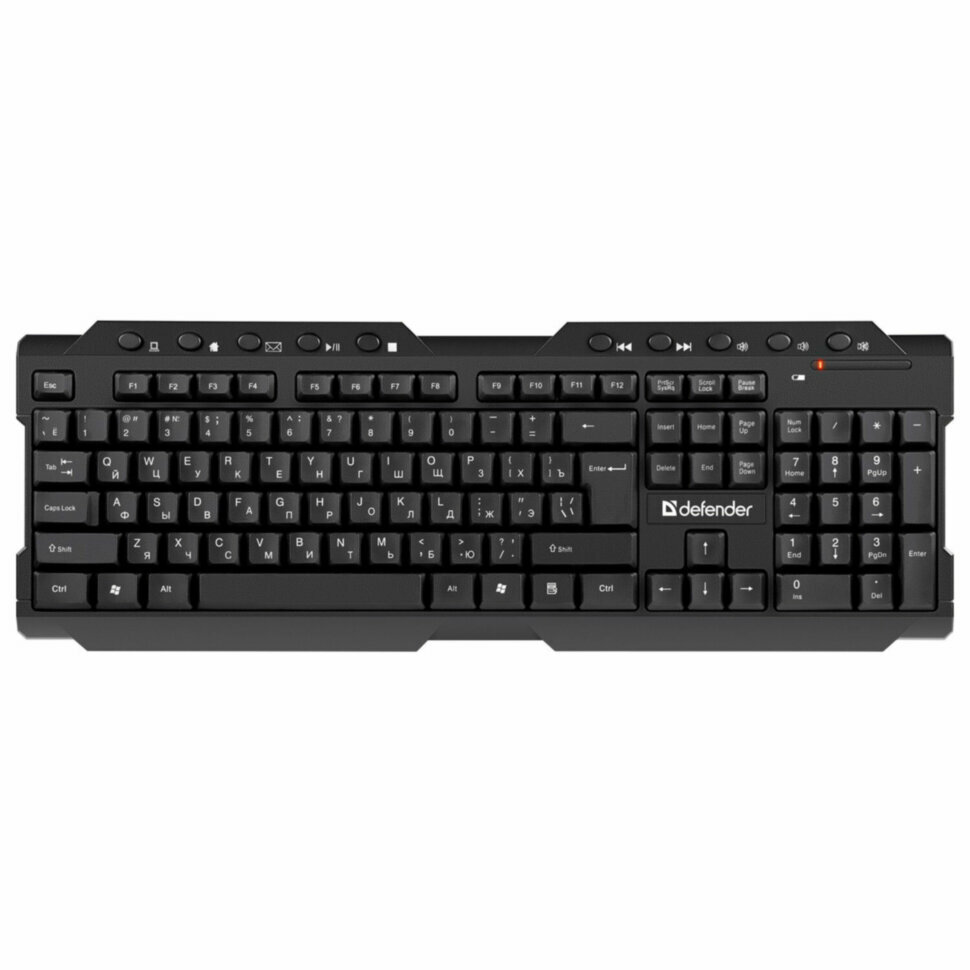 Клавиатура беспроводная DEFENDER Element HB-195 RU, USB, 114 клавиш, черная, 45195, 514040
