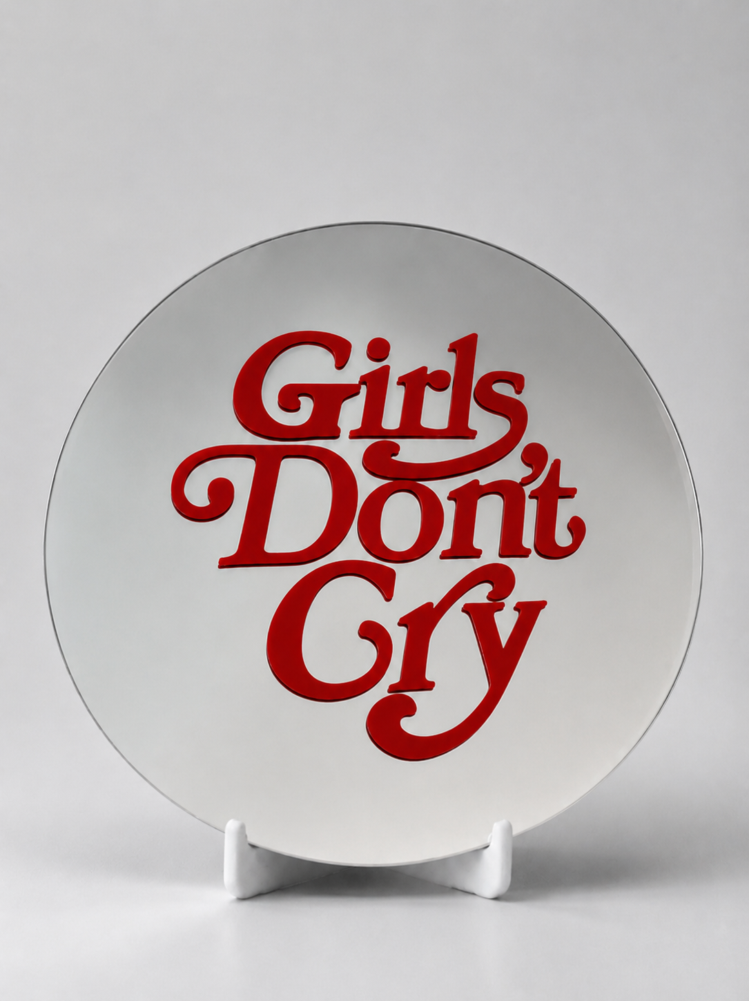 Зеркало интерьерное с графикой GIRLS DON'T CRY, круглое, размер 30 см, цвет красный, бренд Zrcatko