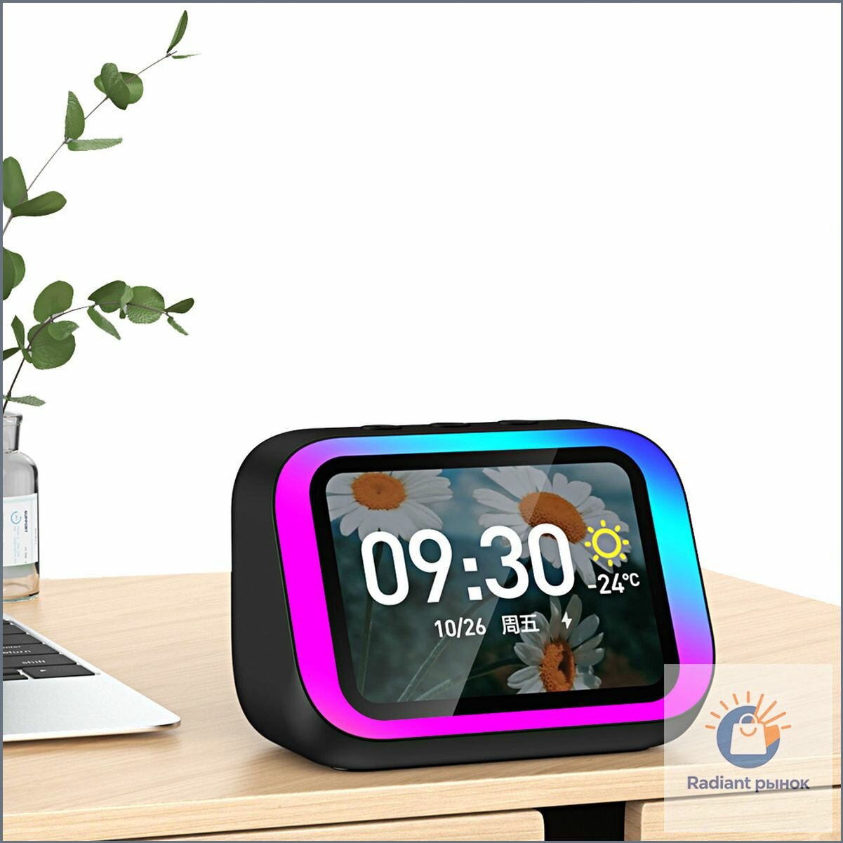 Умная колонка TF26Pro с ИИ, чёрная, 4 TFT-экран, Bluetooth 5.4, встроенный аккумулятор