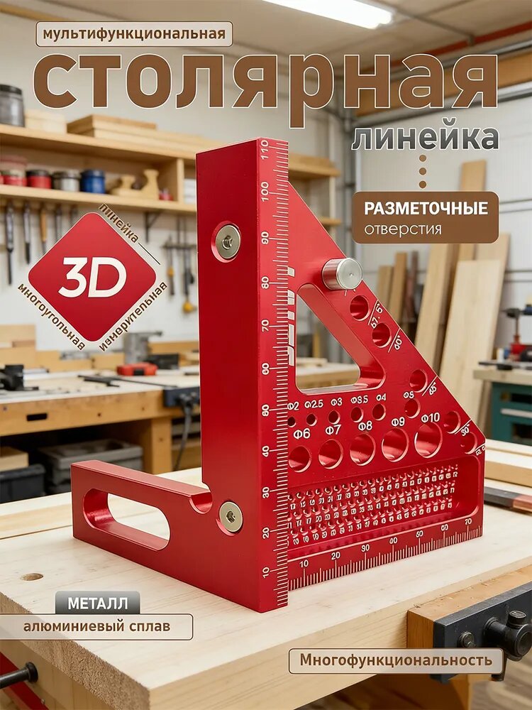 Линейка/угольник строительный 112мм х 85мм, Алюминий