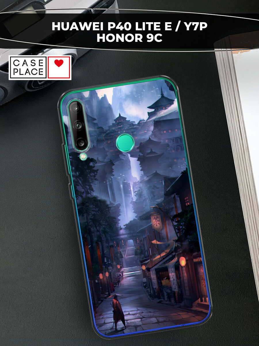 Чехол на Huawei P40 lite E / Хуавей П40 лайт Е с принтом Одинокий самурай