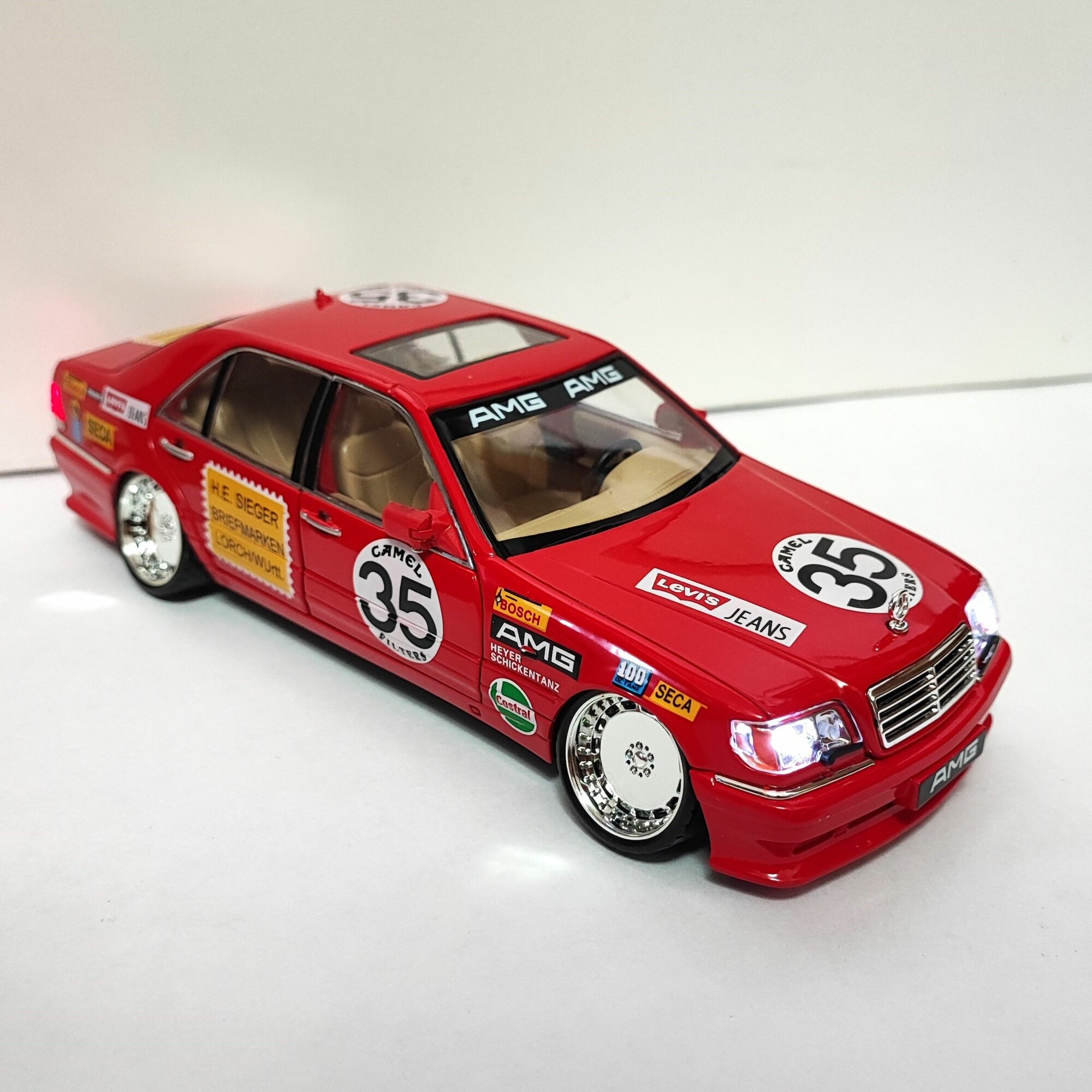 Машинка металлическая Mersedes-Benz AMG гоночная ретро, 1:24, красный