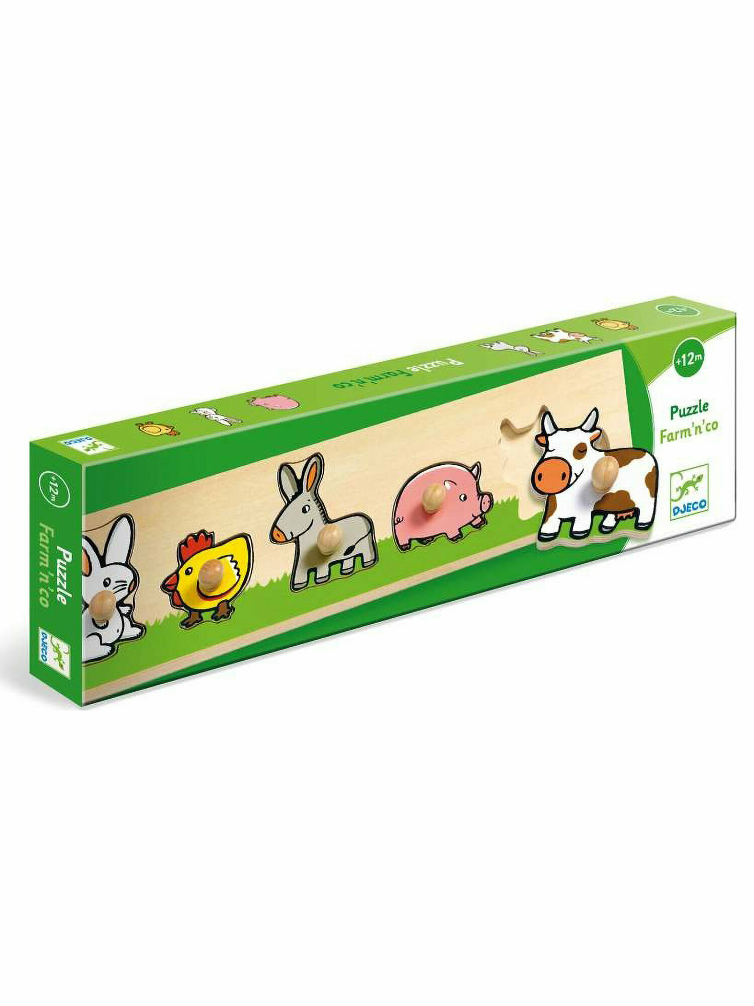 Развивающая деревянная игрушка головоломка пазл Djeco - Ферма, для детей от 1 года
