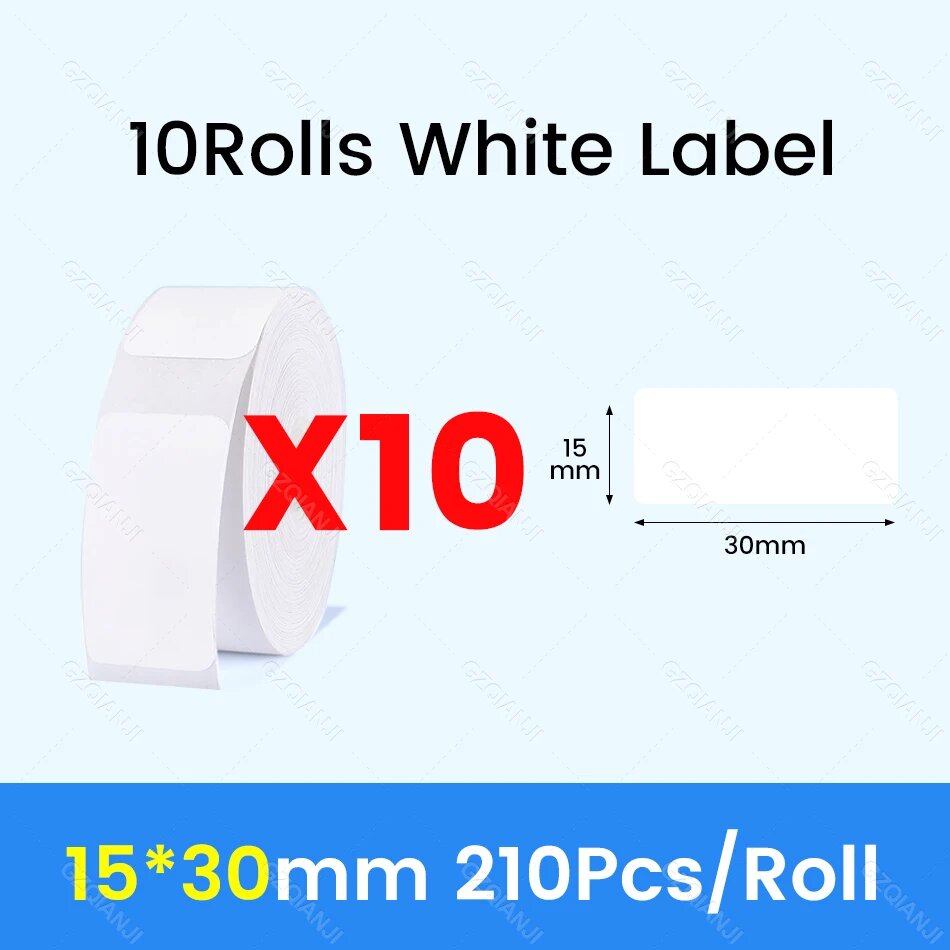 Этикетки NiiMBOT D101 D11 D110 водонепроницаемые 3/5/10 рулонов 10Rolls 15x30mm