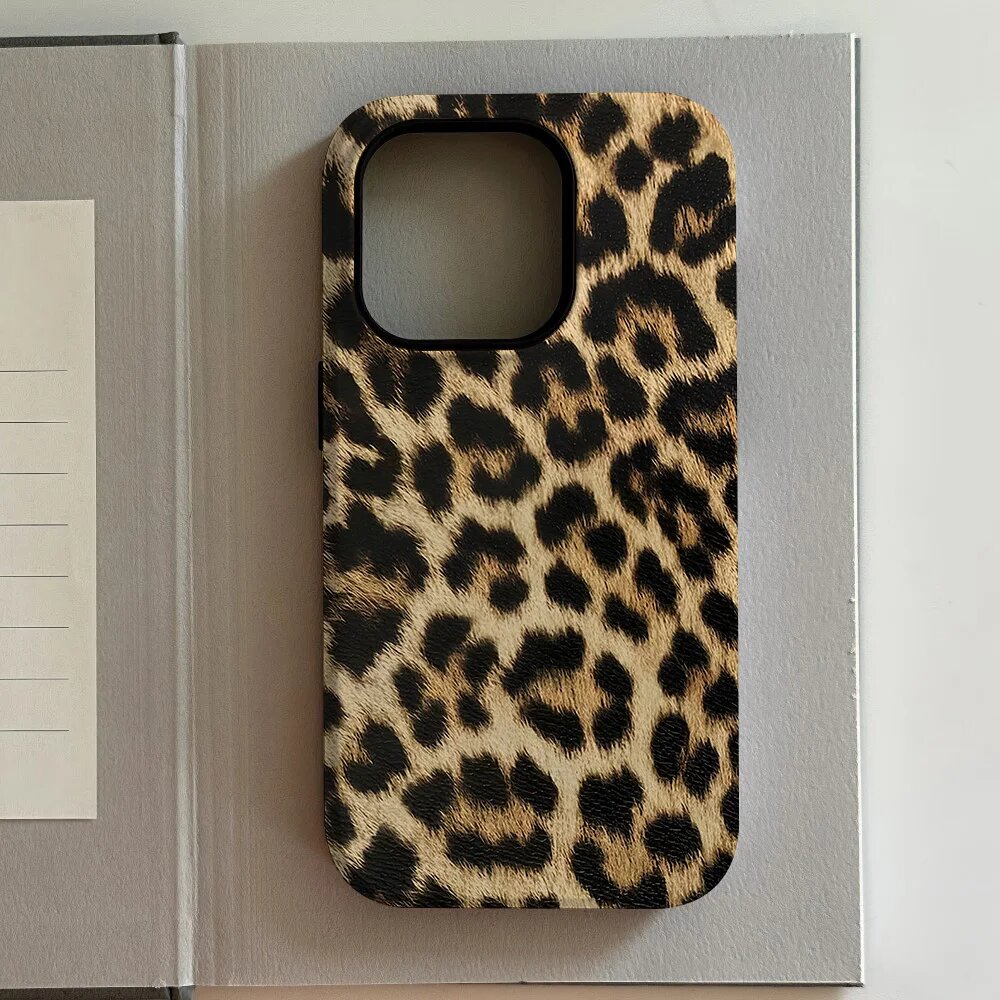 Роскошный ретро-чехол с леопардовым принтом для iPhone 17 16 15 14 13 12 11 Air Pro Max Plus, двухслойная задняя крышка класса люкс