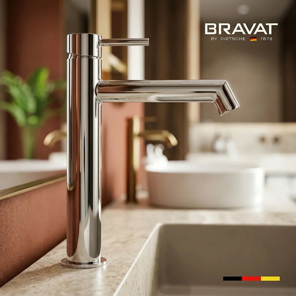 Смеситель для раковины цвет хром с высоким изливом BRAVAT F1788919CP-A-SW