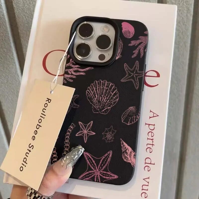 Силиконовый Чехол С Рисунком Личи Розовой Морской Звезды Для iPhone iPhone 14 Pro Max, Черный, Black