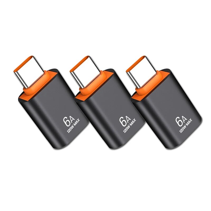 6-1 шт. 6A Тип C Женский адаптер USB A Мужской OTG Конвертер USB-C для Macbook Black Type C 3pcs