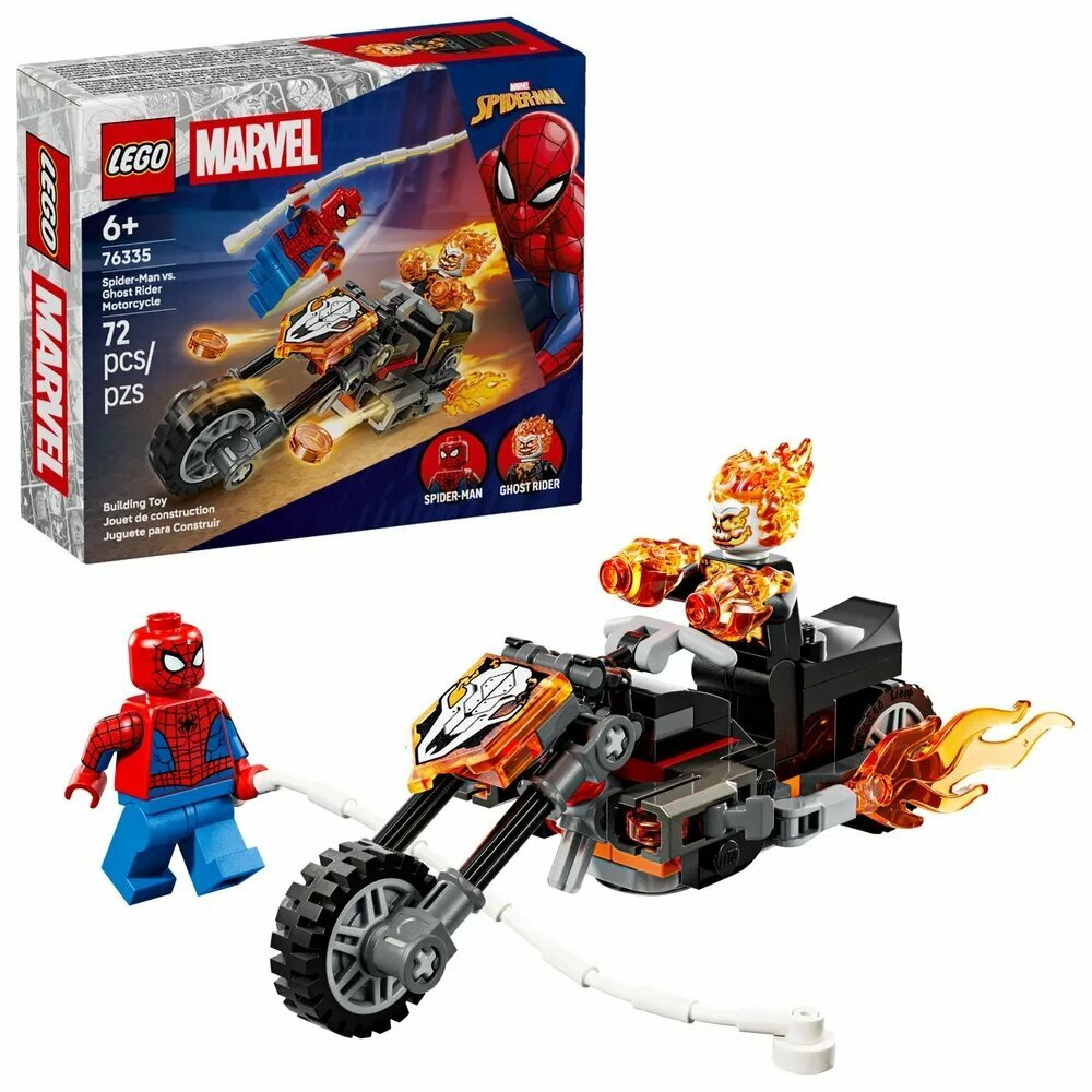 Конструктор LEGO Мотоцикл Человека-паука против Призрачного гонщика Marvel 76335
