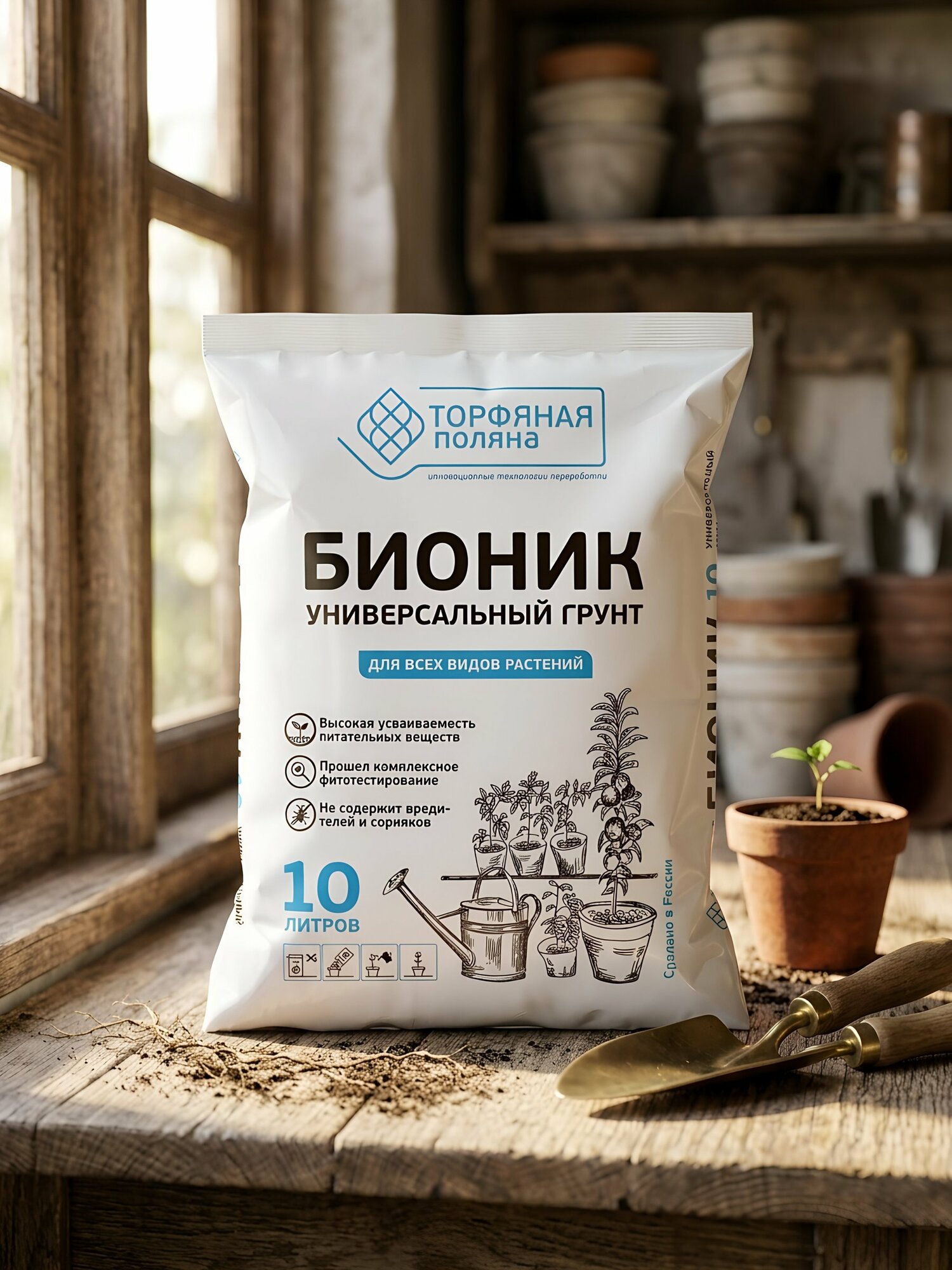 Грунт Бионик универсальный РТК 10 л для посадки и обогащения почвы, повышения урожайности всех видов растений, Россия