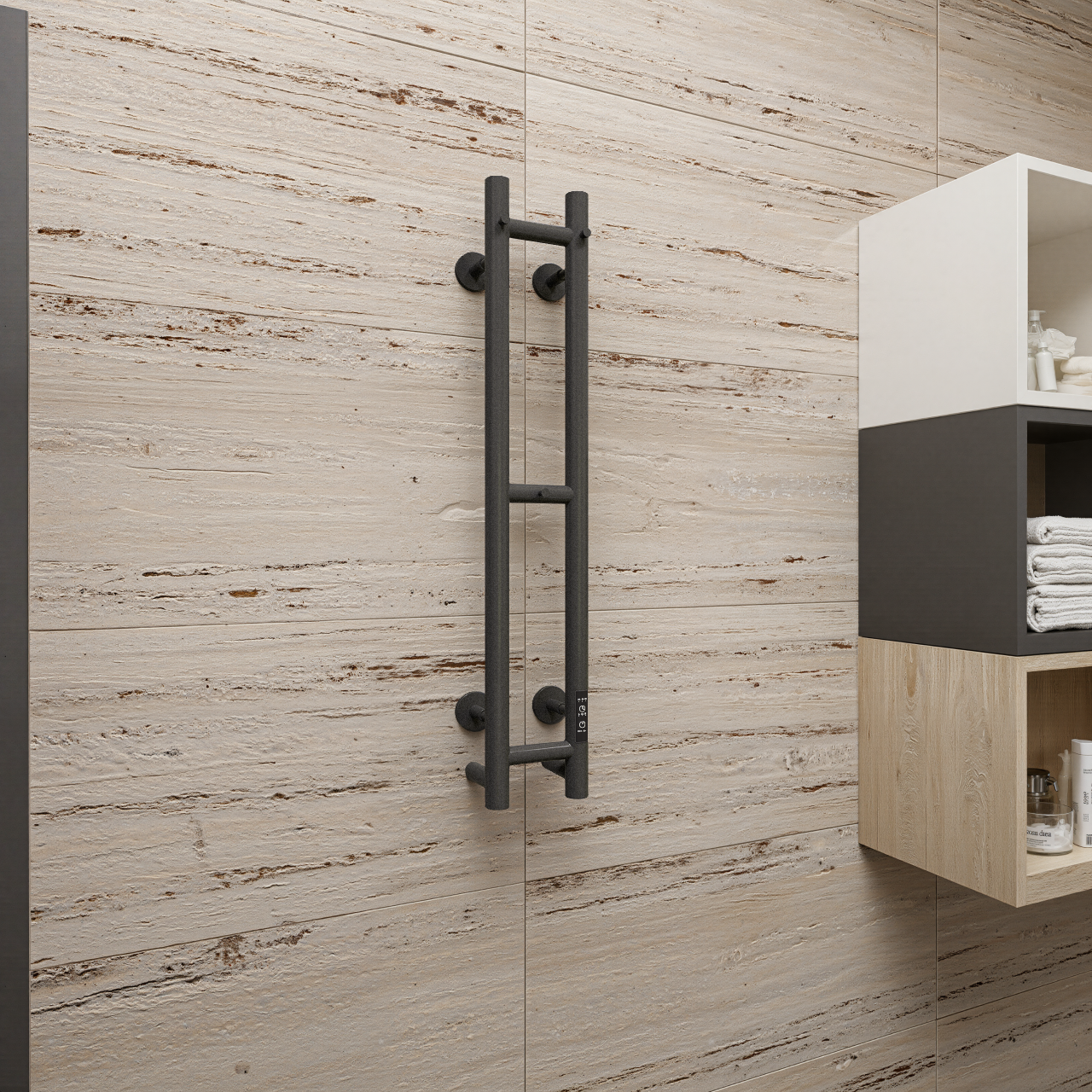 Полотенцесушитель электрический BAU Дзен 10х80, 2 коллектора, графит