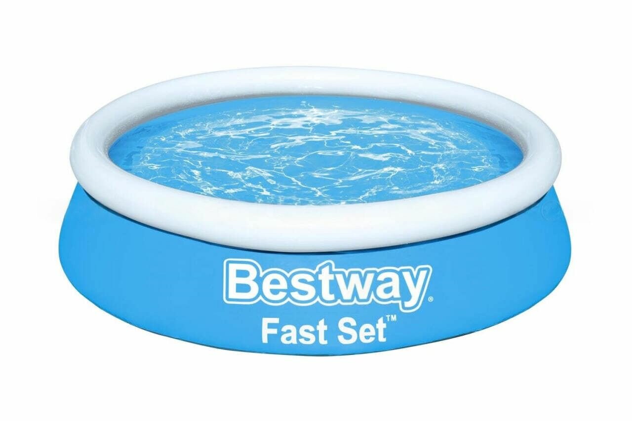 Бассейн бескаркасный с надувным кольцом FAST SET 240х61 см, V - 1 880 л, арт. 57448 BESTWAY. Практичный надувной бассейн изготовлен из высококачественного трехслойного ПВХ