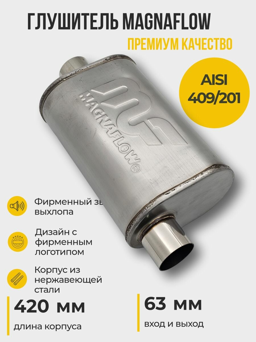 Глушитель прямоточный Magnaflow Premium с винтовой перфорацией 63мм