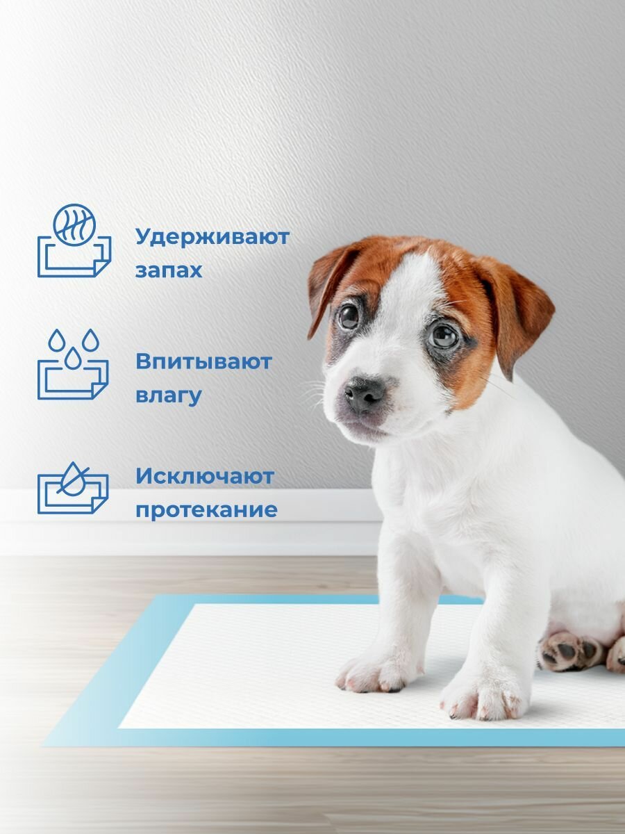 Пеленки для животных PET PRIDE Blue, впитывающие, одноразовые, с суперабсорбентом, 60х90 см, 30 шт
