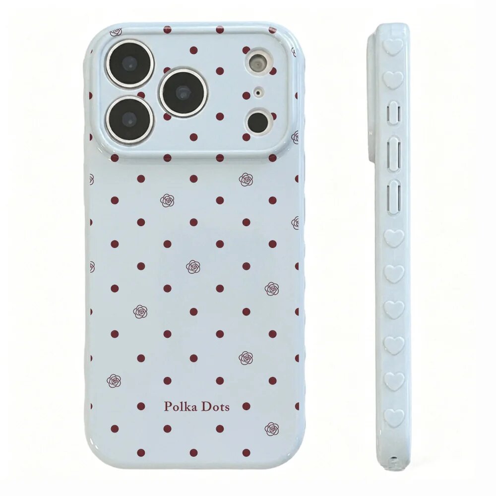 Чехол для iPhone 17 Pro Max, белый, QB58Blue, polka dots