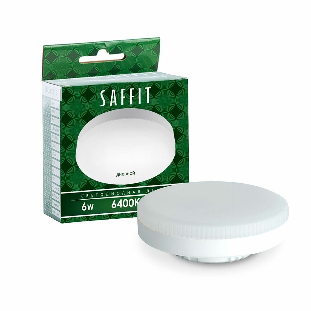 Лампа светодиодная SBGX5306 GX53 6W 230V 6400K комплект 10 штук SAFFIT 55196