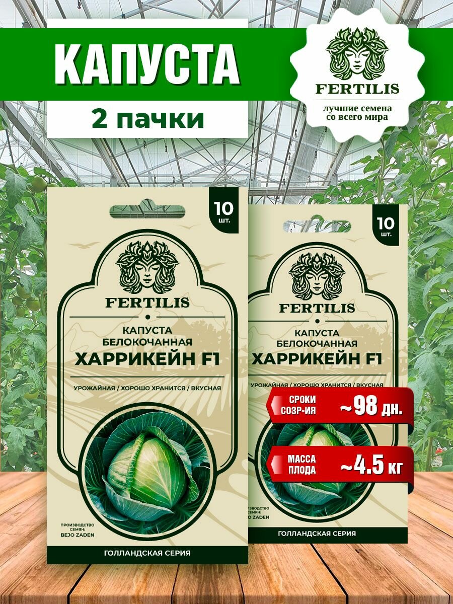 Семена капусты белокочанной "Харрикейн F1" (2 пачки)