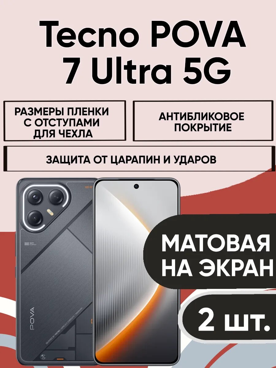 Tecno POVA 7 Ultra 5G гидрогелевая матовая пленка (2 ШТ)