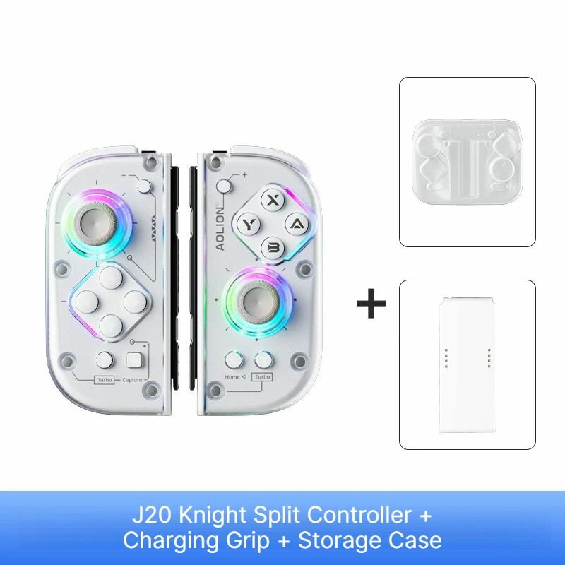 Раздельные беспроводные контроллеры Aolion J20 Knight Joy-Con для Nintendo Switch и Switch 2, джойстики Холла, программируемые макросы, шестиосевой гироскоп, совместимость с ПК Steam