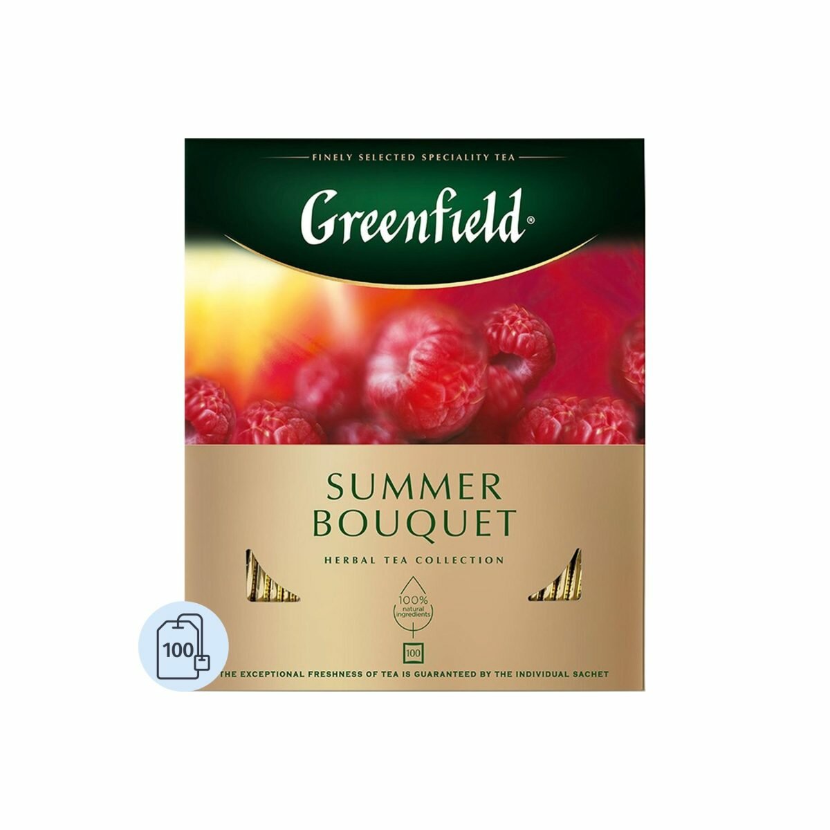Чай ягодный фруктовый Greenfield Summer Bouquet, 100 пакетиков (малина)