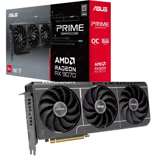 ASUS PRIME PRIME-RX9070-O16G-EVO (RADEON RX 9070) 16 Гб, GDDR6, 256 бит, PCI Express, 3xDP,1xHDMI
