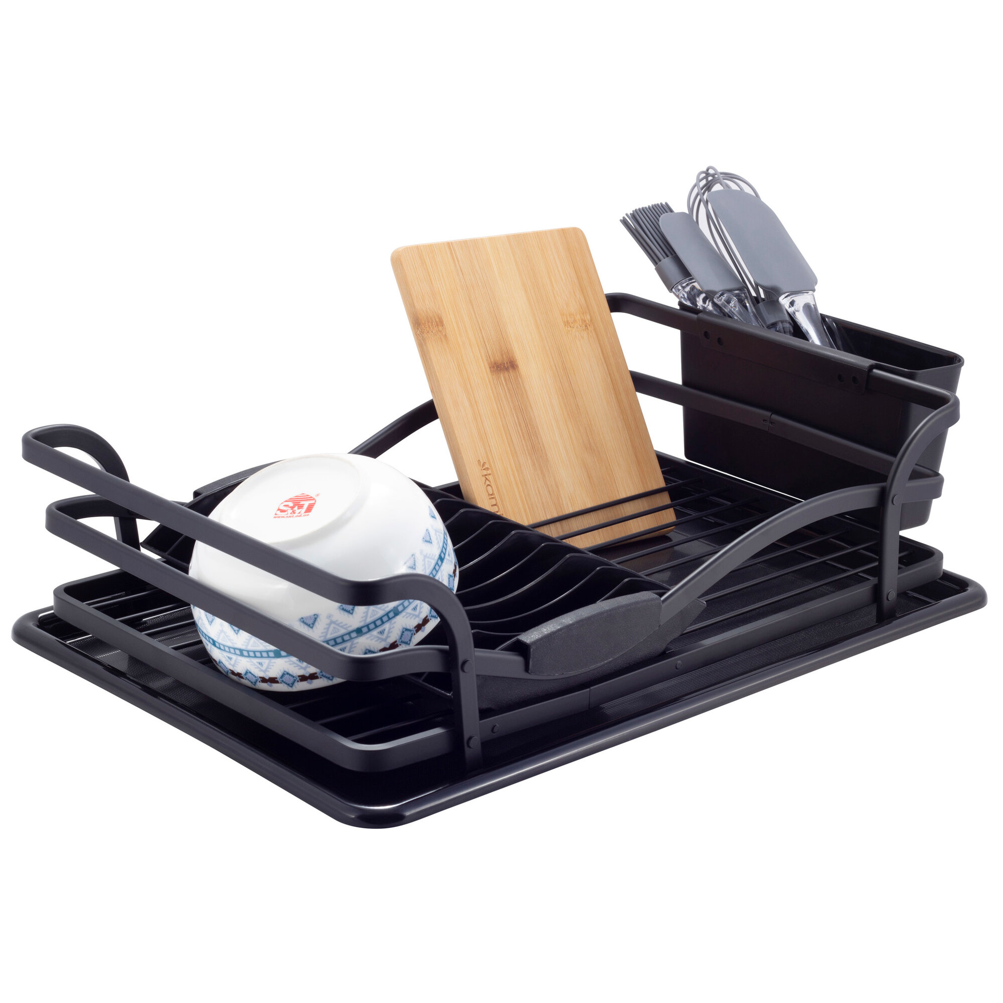 Сушилка для посуды Ofenbach NB 100402 (46,5х32х13,5 см) из алюминия с поддоном черная (черный)