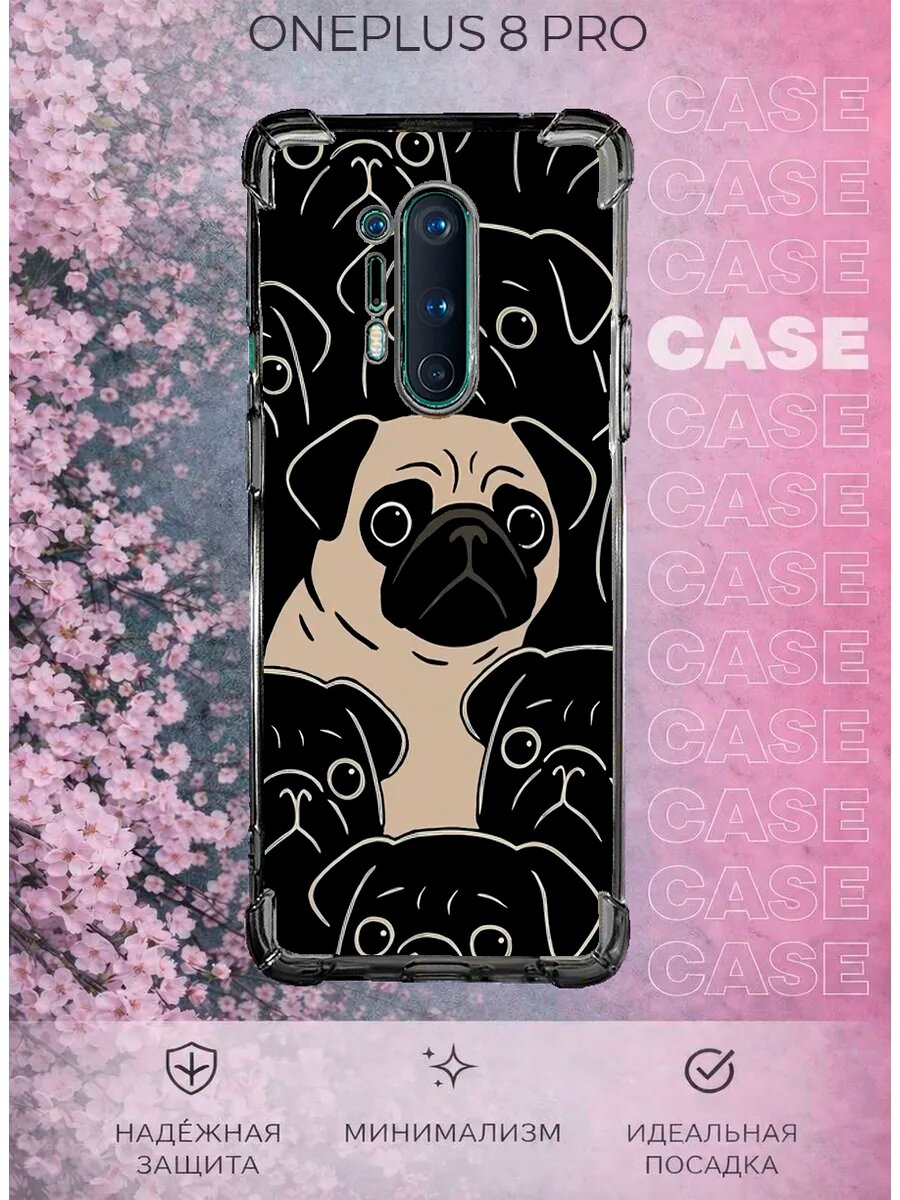 Чехол на Oneplus 8 Pro с принтом Много мопсов