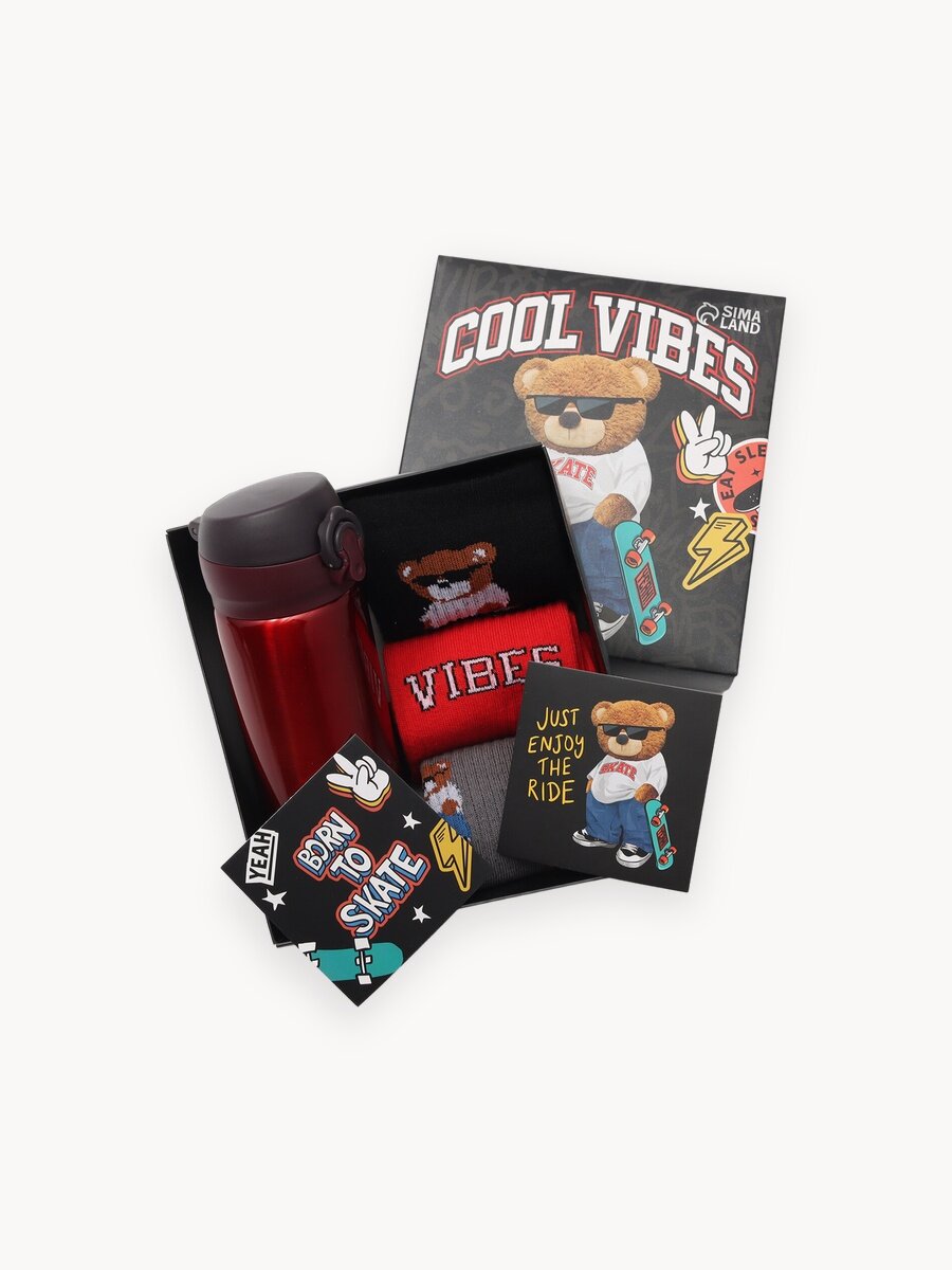 Подарочный набор KAFTAN "Cool vibes" термос и носки 3 пары, размер 33-35 (20-22 см)