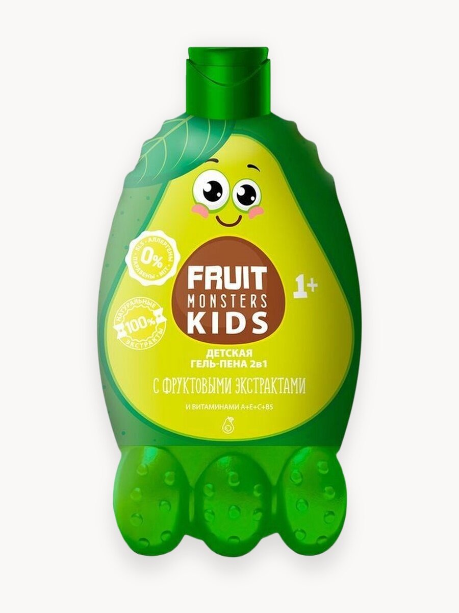 MEGA MONSTERS Гель-пена 2в1 детский Авокадо Фрутомонстры, 400 мл
