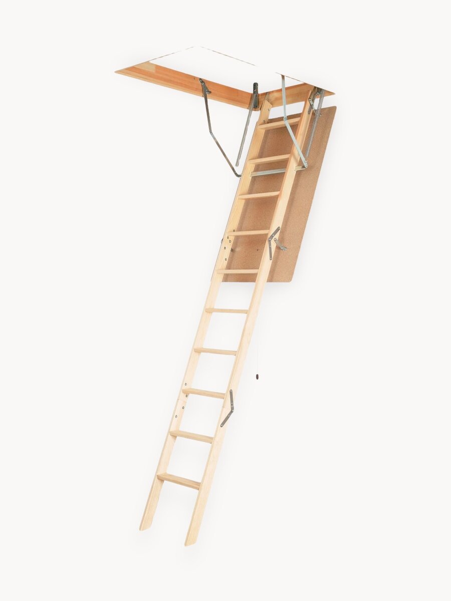 Лестница OLN, деревянная, 280см, 10 ступеней, с люком, бежевая