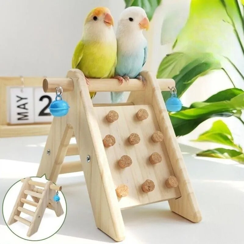 Двусторонняя игрушка для лазания по лестнице Parrot, с частичками пробки, жевательная игрушка