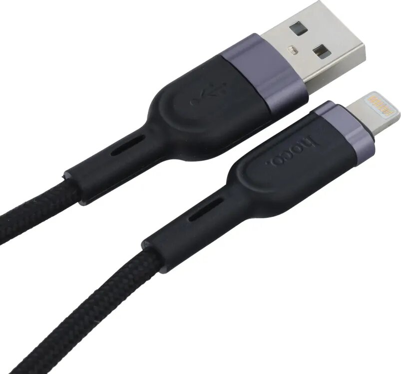 Кабель Hoco U117, Lightning (m) - USB (m), 1.2м, 2.4A, черный