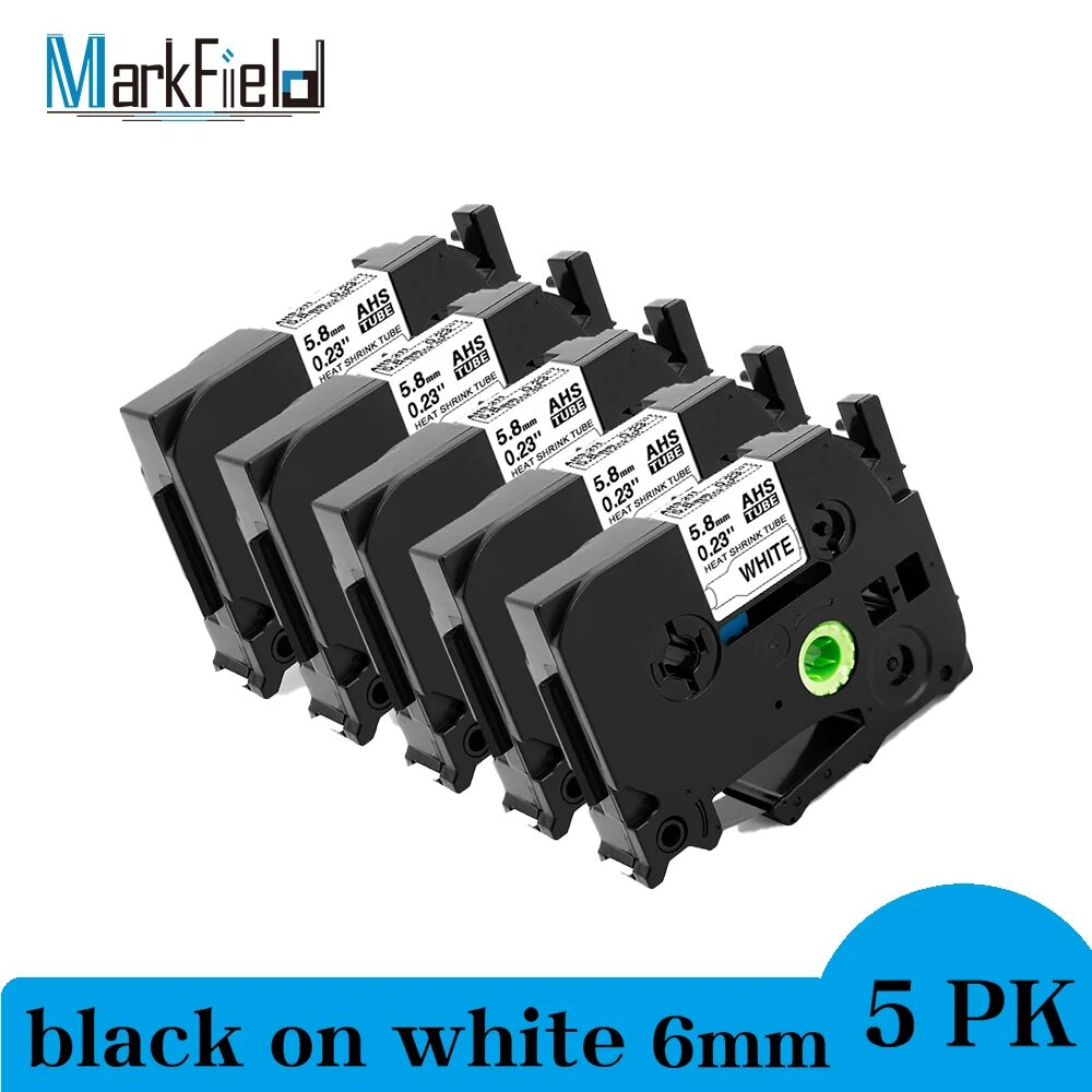 Термоусадочная лента MarkField для Brother HSe-231 HSe-211 HSe-631 6-24 мм 6mm white 5pk