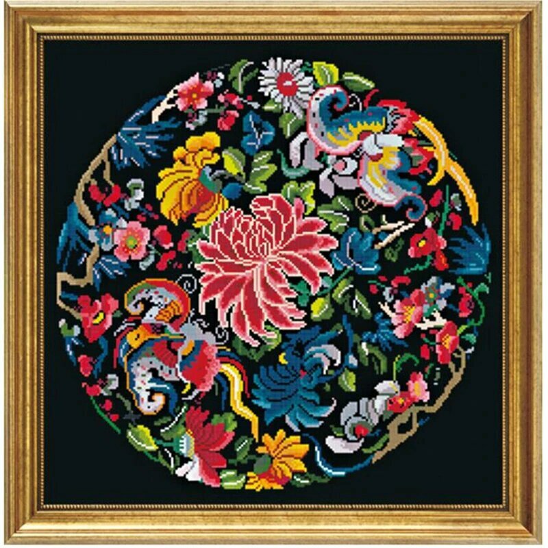 Набор для вышивки крестом XIUSPRING, черная канва, хлопок, 37 цветов