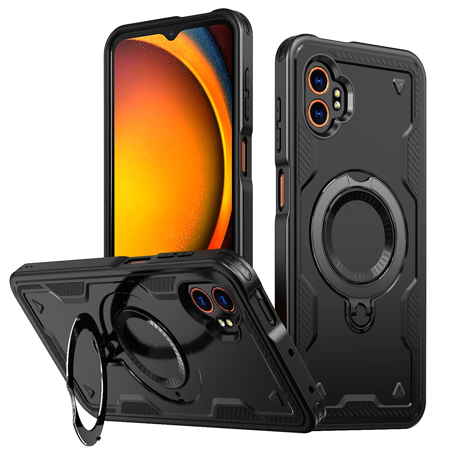 Черный противоударный чехол для Samsung Galaxy Xcover 7 Pro с кольцом