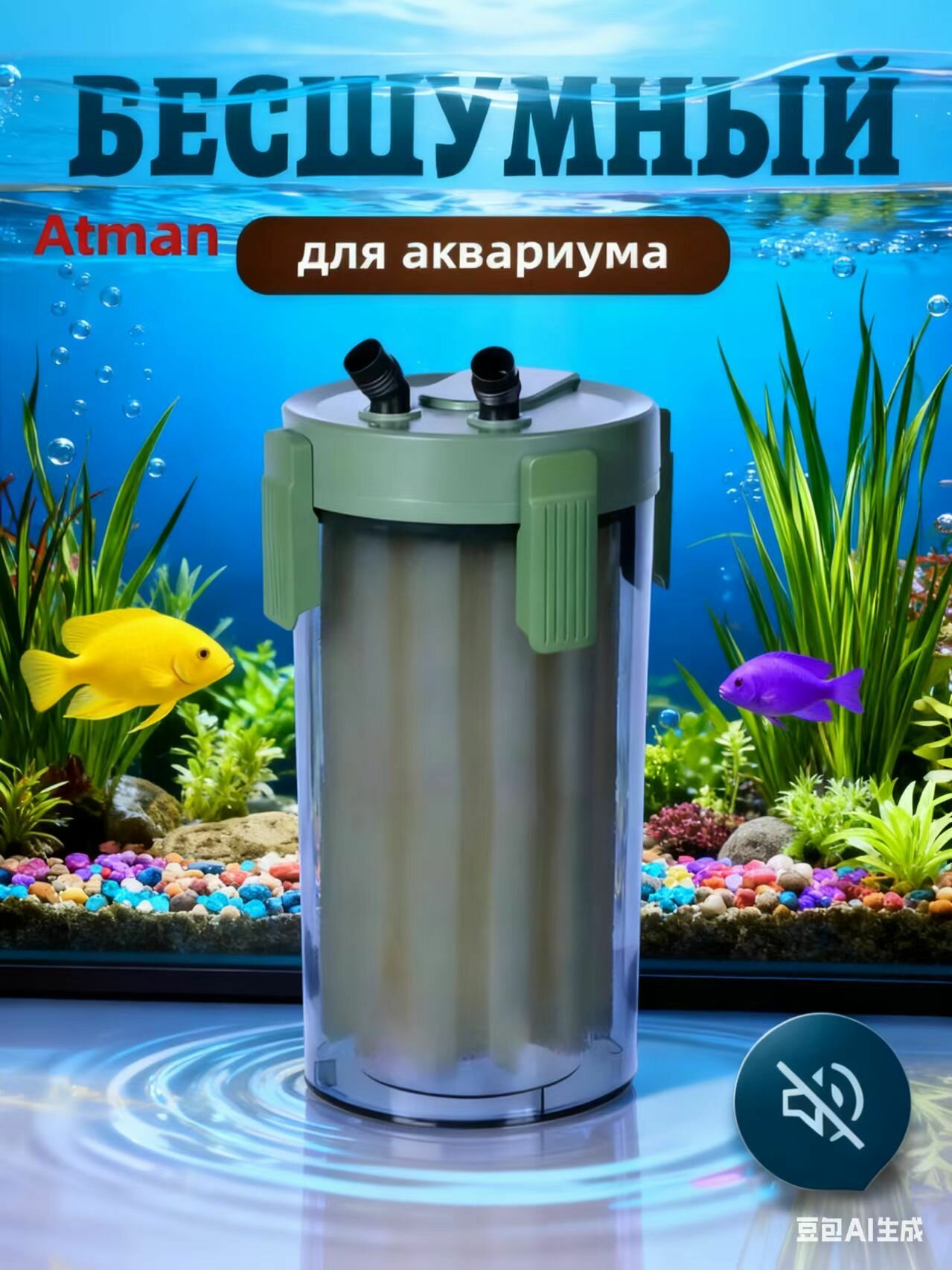 Внешний аквариумный префильтр ATMAN QM80 (9 л.) 16/22 мм (без шлангов, без помпы)