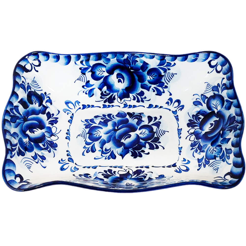 Фарфоровый салатник ручной работы "Надежда", гжель