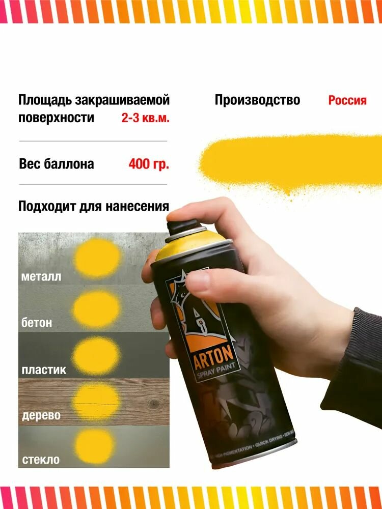 Аэрозольная краска для граффити и дизайна Arton A104 Baks Sunrise 520 мл (желтый восход) — фото 1