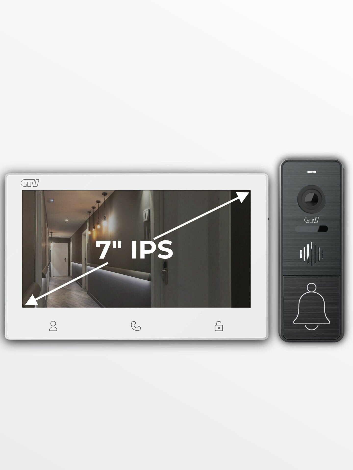 Комплект видеодомофон для квартиры: аналоговый монитор 7" CTV-M3712 Astra + вызывная панель CTV-D4005, для дома или офиса, удаленное открытие замка, подключение к подъездному домофону