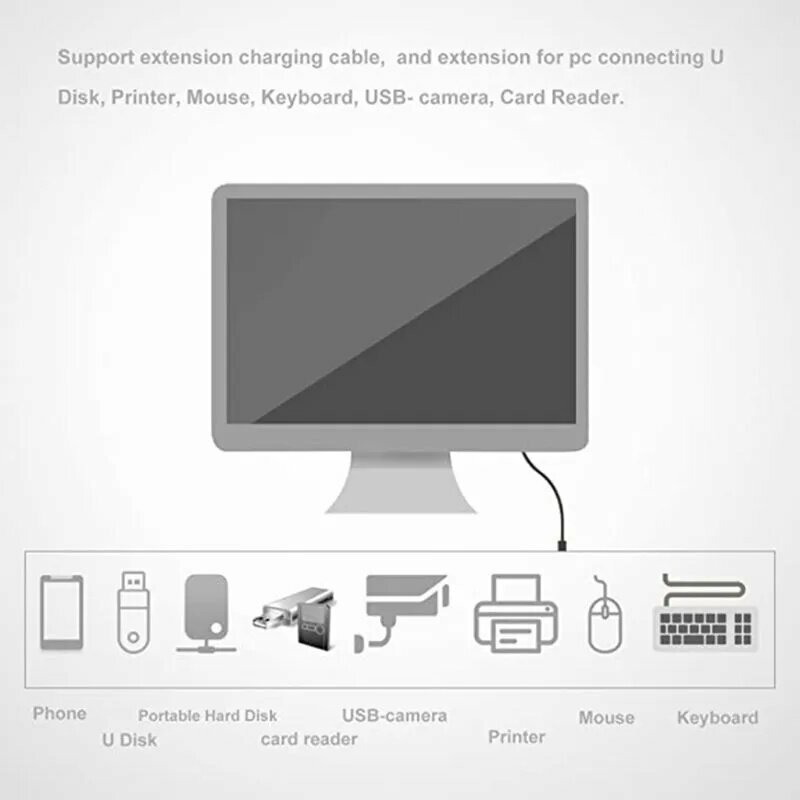Удлинитель кабеля 2.5 мм/USB 3.2, 1 м, разноцветный