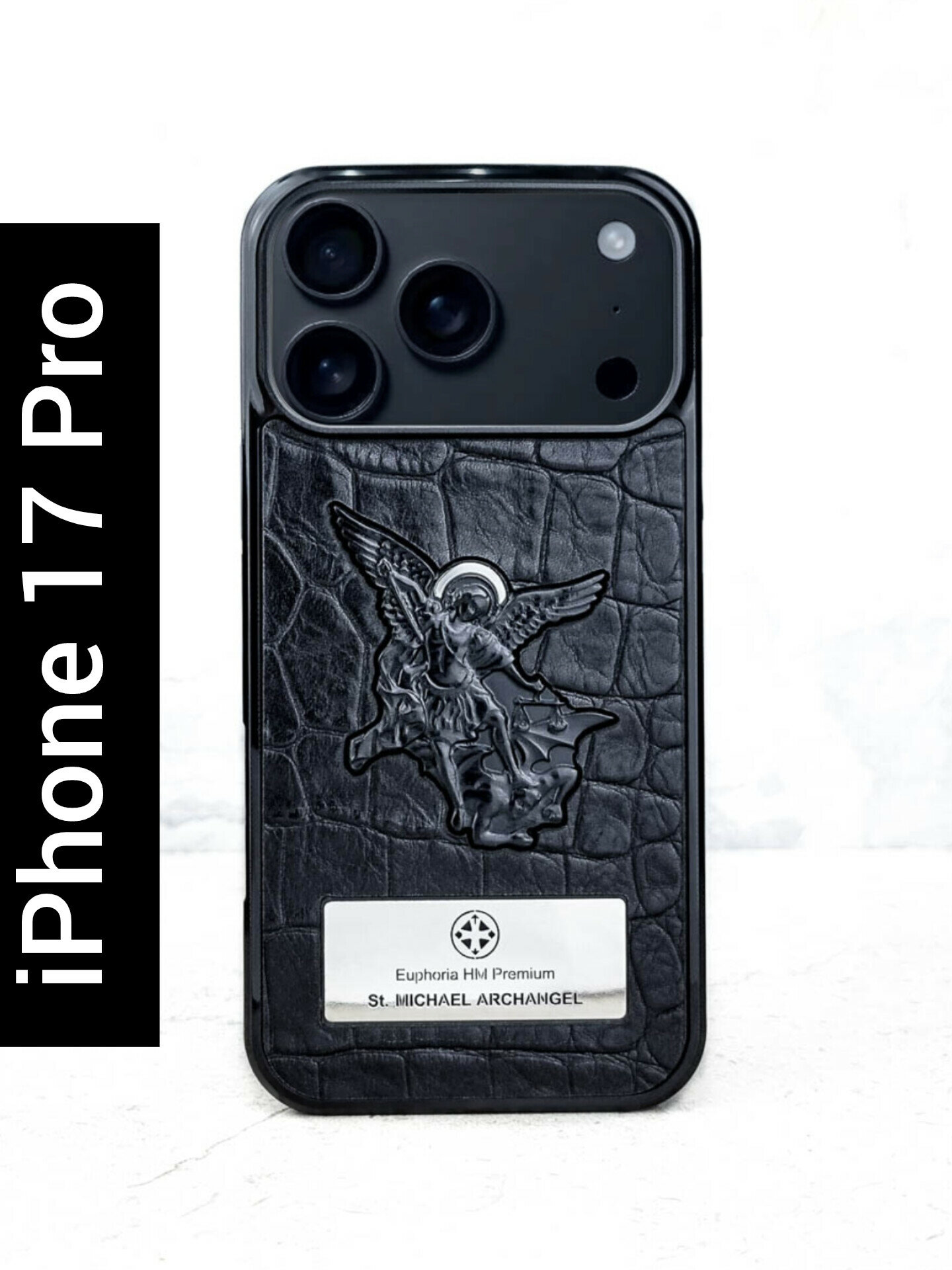 Чехол iPhone 17 Pro / Euphoria HM Michael Archangel - Архангел Михаил, натуральная кожа, православие
