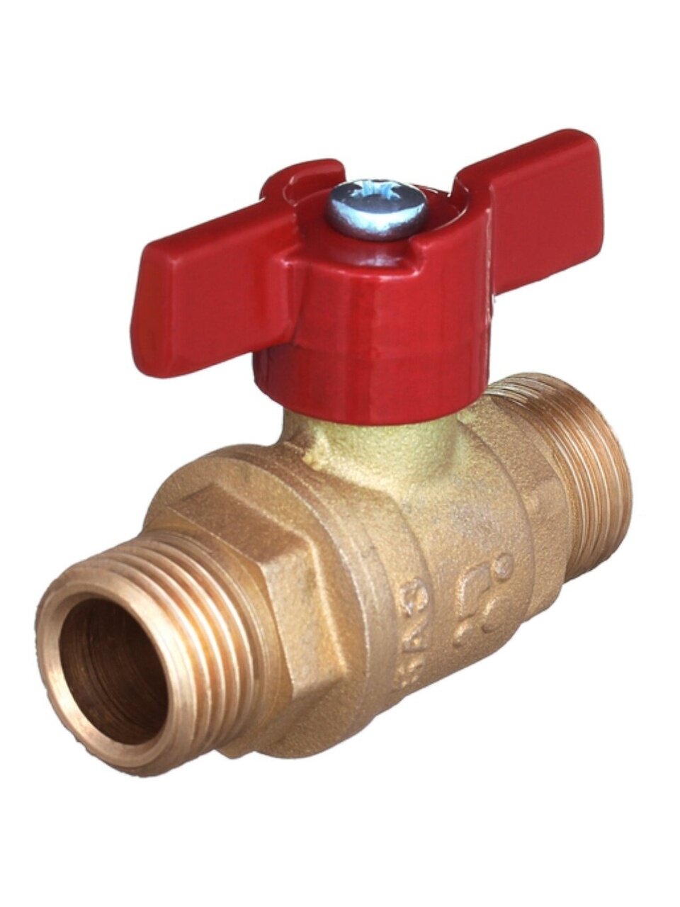 Кран для воды 1" БАЗ, ручка-бабочка, золотой, Россия