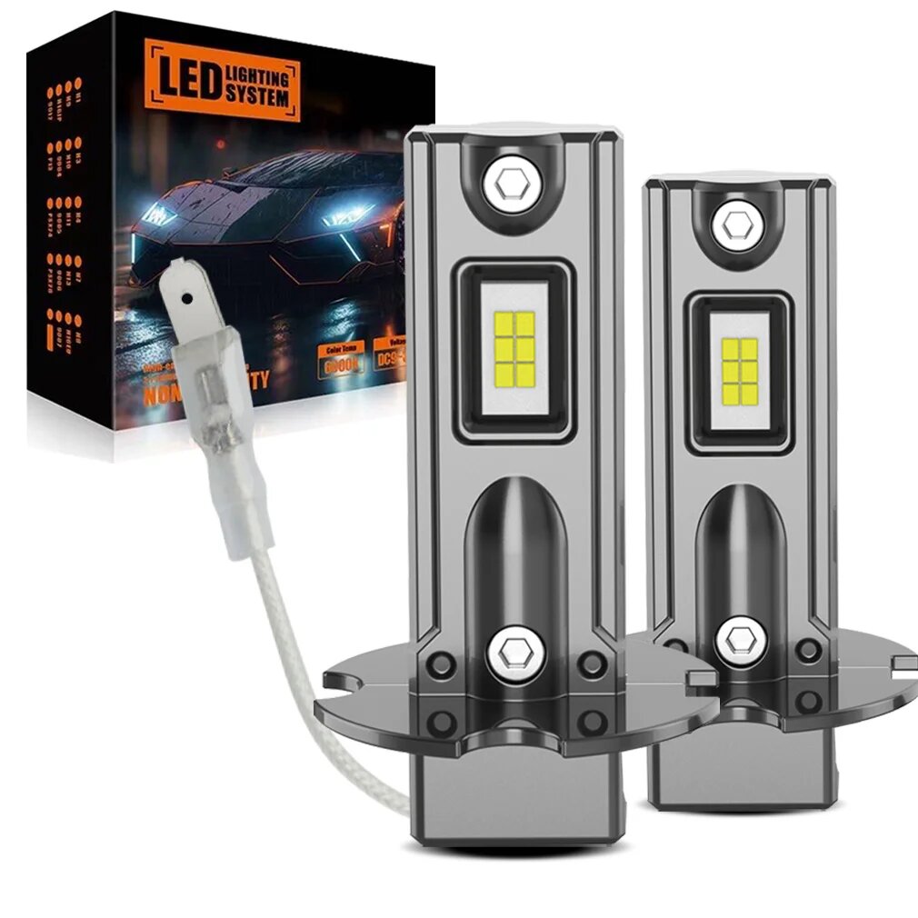 22000LM H3 Светодиодная лампа для фар Canbus без вентилятора дальнего света 6500K Белый Автомобильный светодиодный противотуманный фонарь дальнего света DRL 12V Мини-дизайн