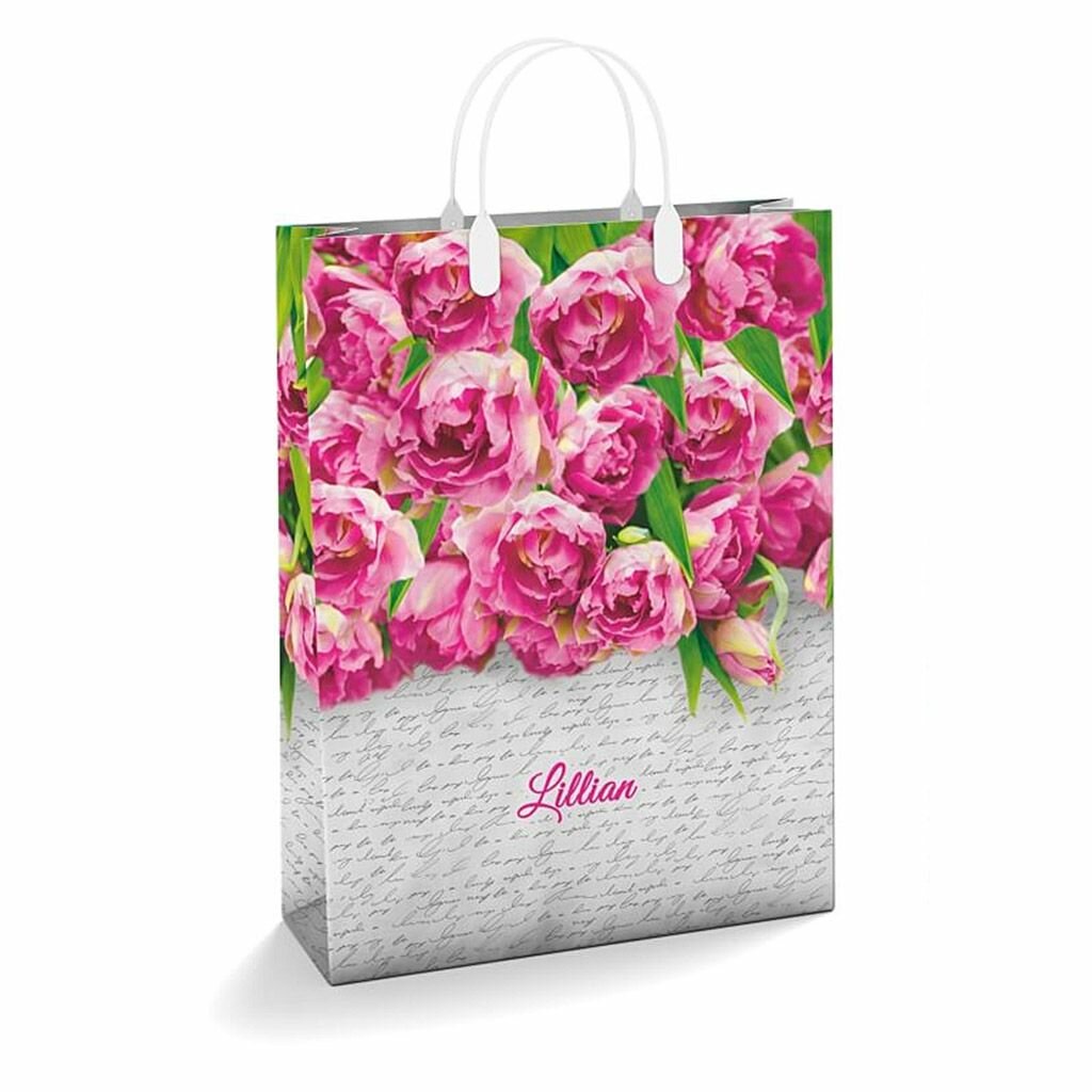 Пакет подарочный Домашняя Мода мягкий пластик с пластиковой ручкой, 30х40 см, "Соцветие", 150 мкм, ламинированный